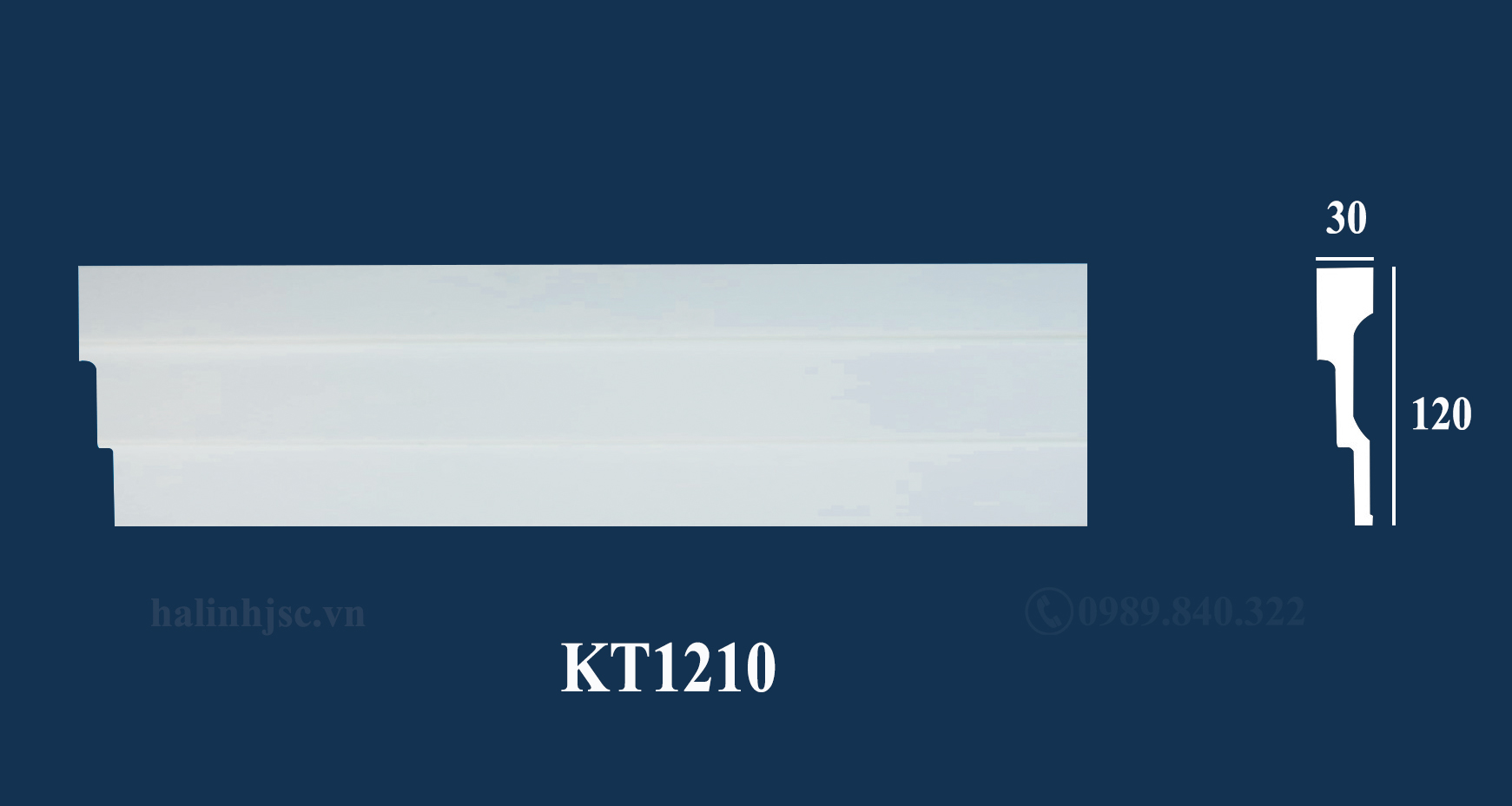 Phào chỉ nẹp tường PS trắng trơn cao cấp KT1210